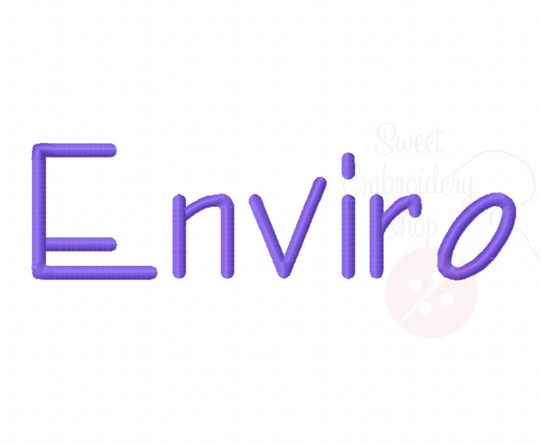 2 Sizes Enviro Font Embroidery Fonts BX 9 Formats Embroidery Pattern ...