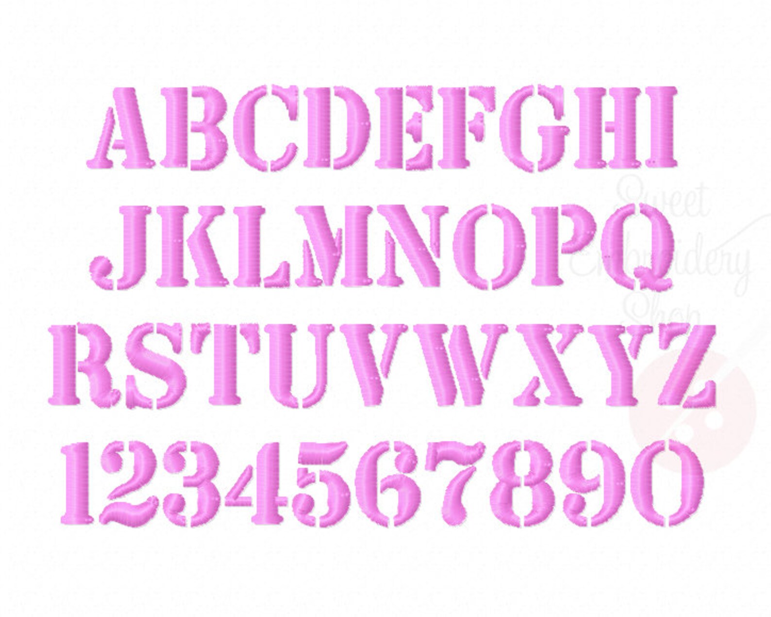 2 Sizes Stencil Block Font Embroidery Fonts BX 9 Formats Embroidery ...
