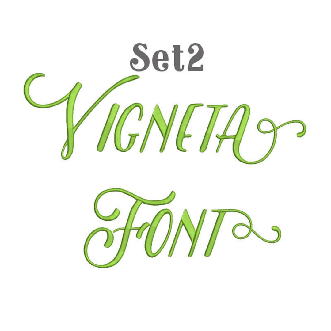 5 Size Vigneta Font Embroidery Fonts BX Set 2 9 Formats Embroidery ...