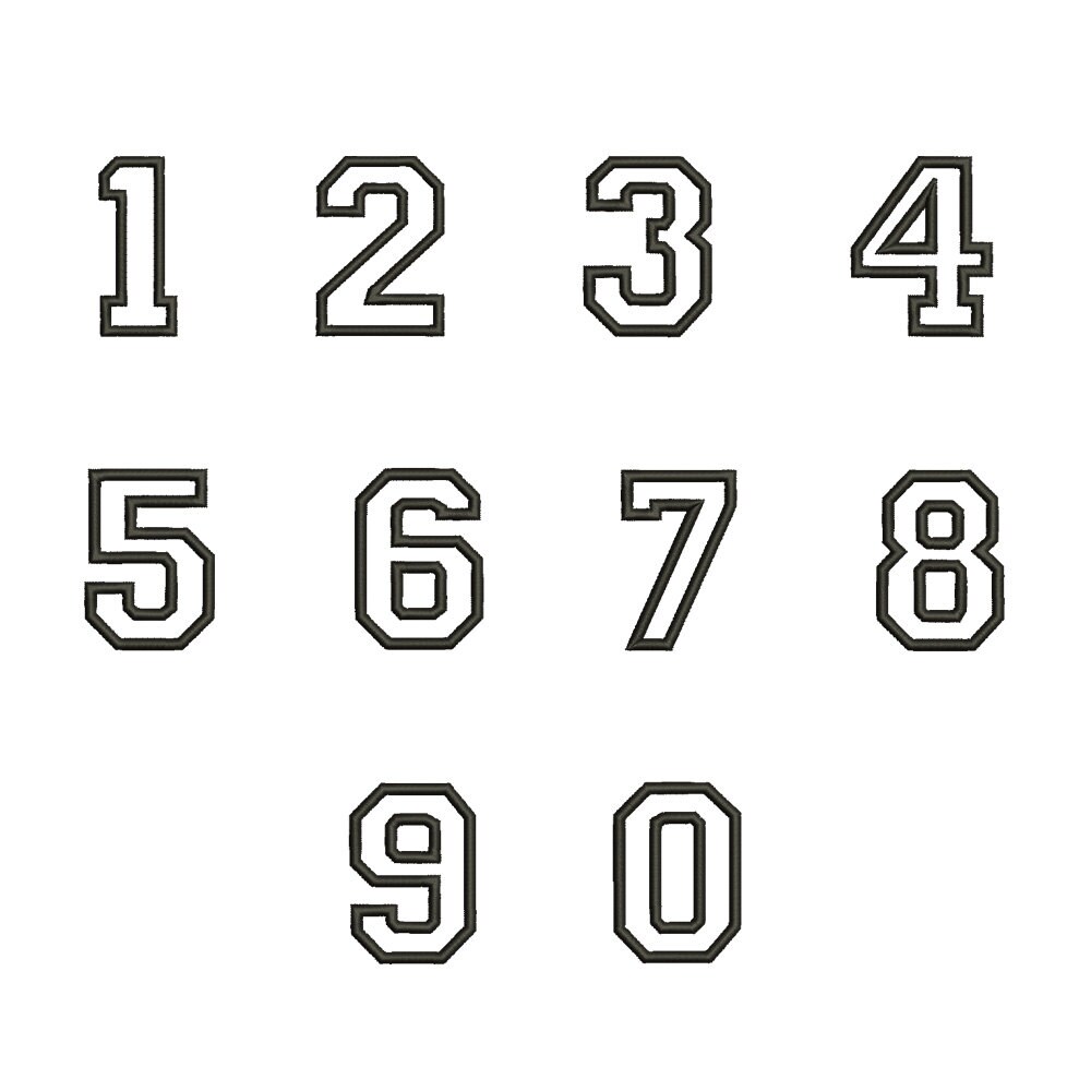 College Number Applique Set 0-9 Applique 4 Size Birthday - Etsy