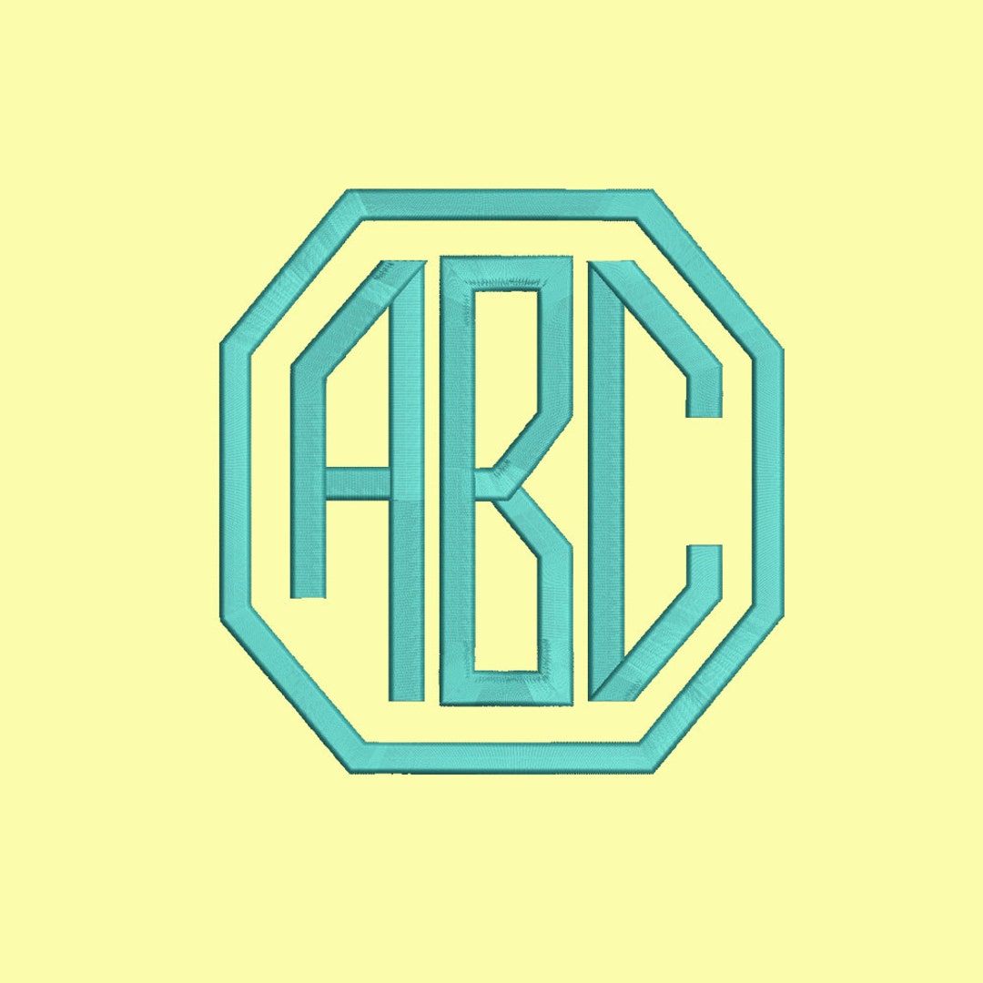 3 Size Octagon Monogram Embroidery Fonts BX 9 Formats Embroidery ...