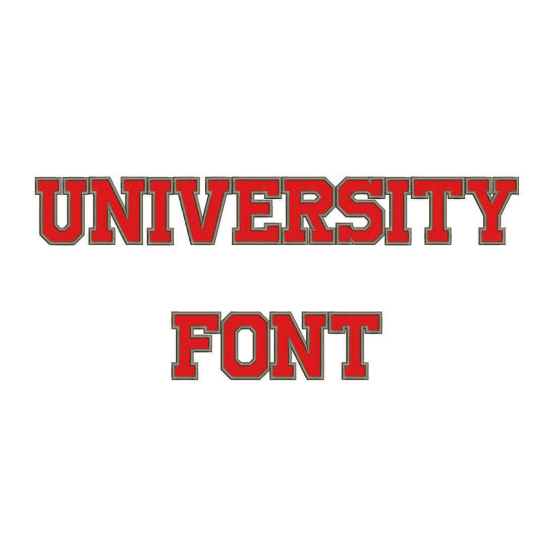 6 Size University Applique Font Embroidery Fonts BX 9 Formats ...