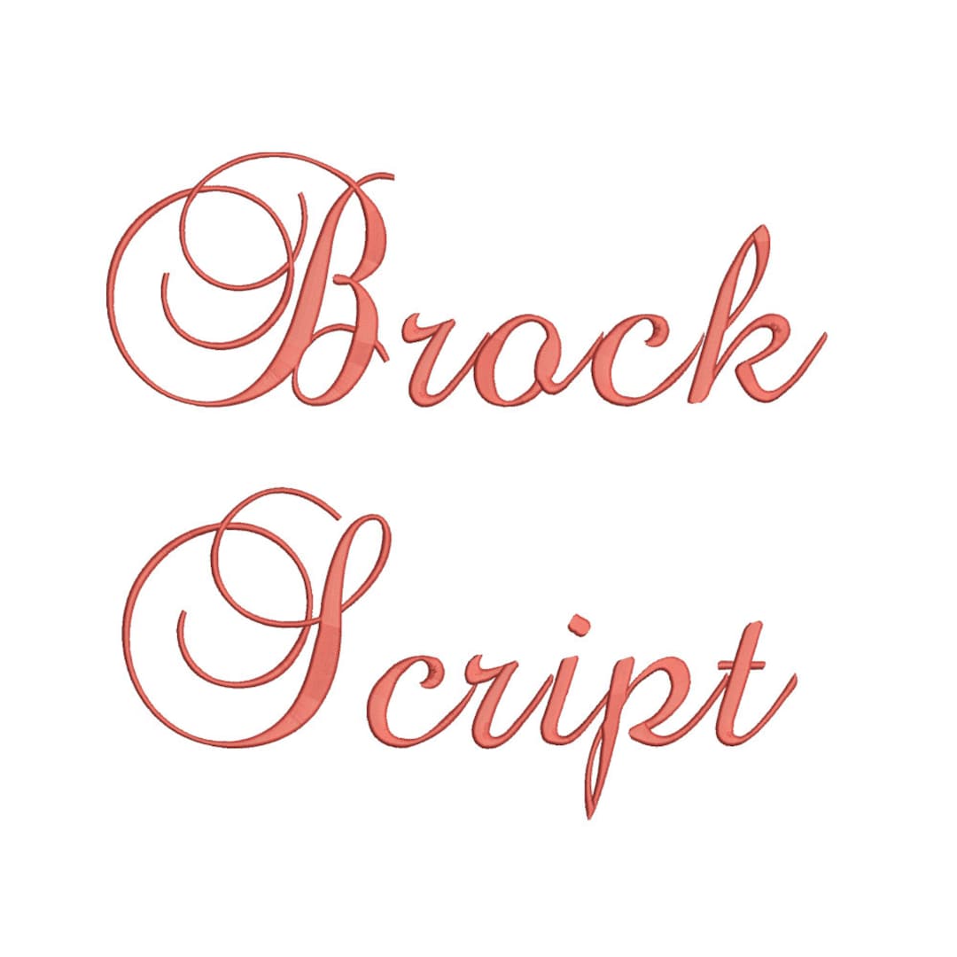 3 Size Large Brock Script Font Embroidery Fonts BX 9 Formats Embroidery ...