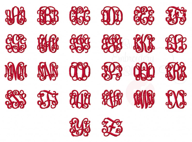 4 Sizes Interlocking Monogram Embroidery Fonts BX 9 Formats - Etsy