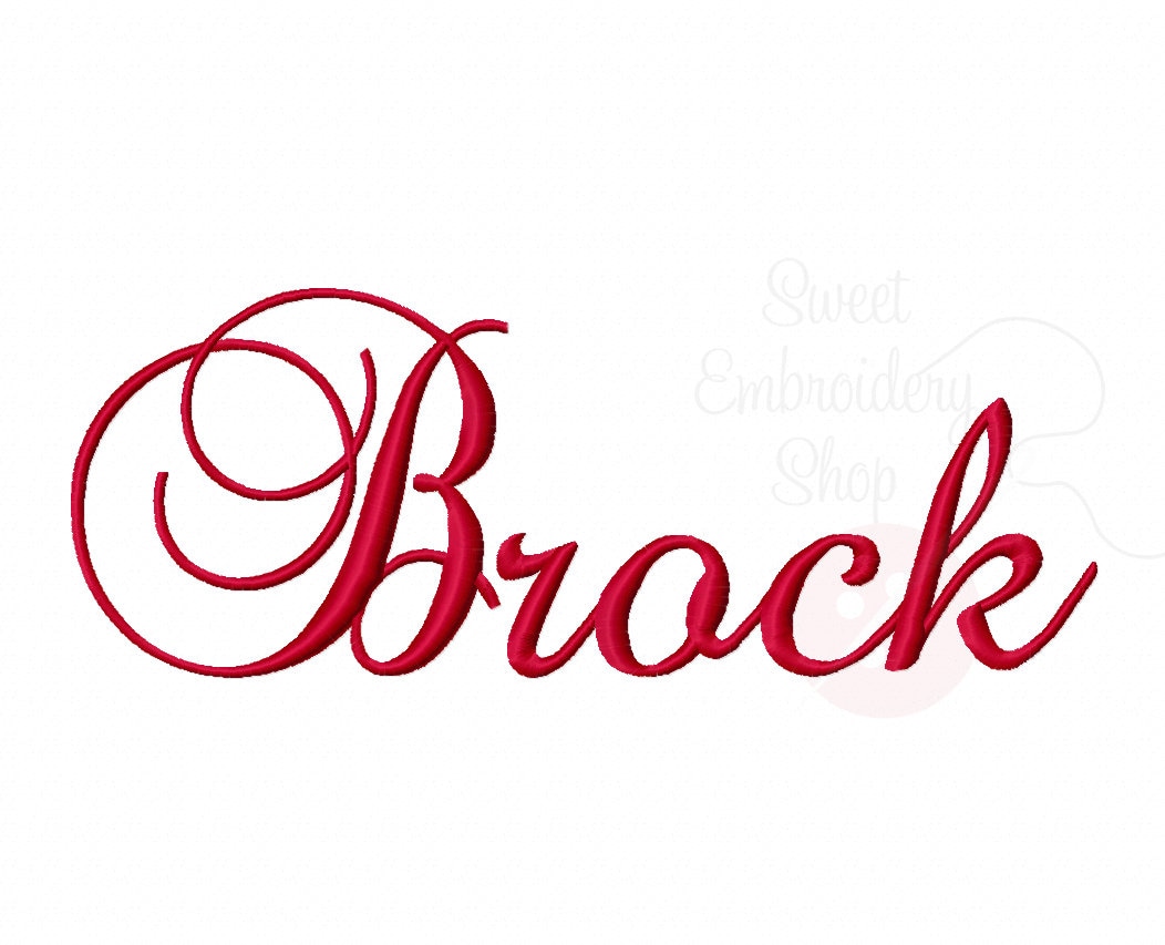 3 Size Brock Script Font Embroidery Fonts BX 9 Formats Embroidery ...