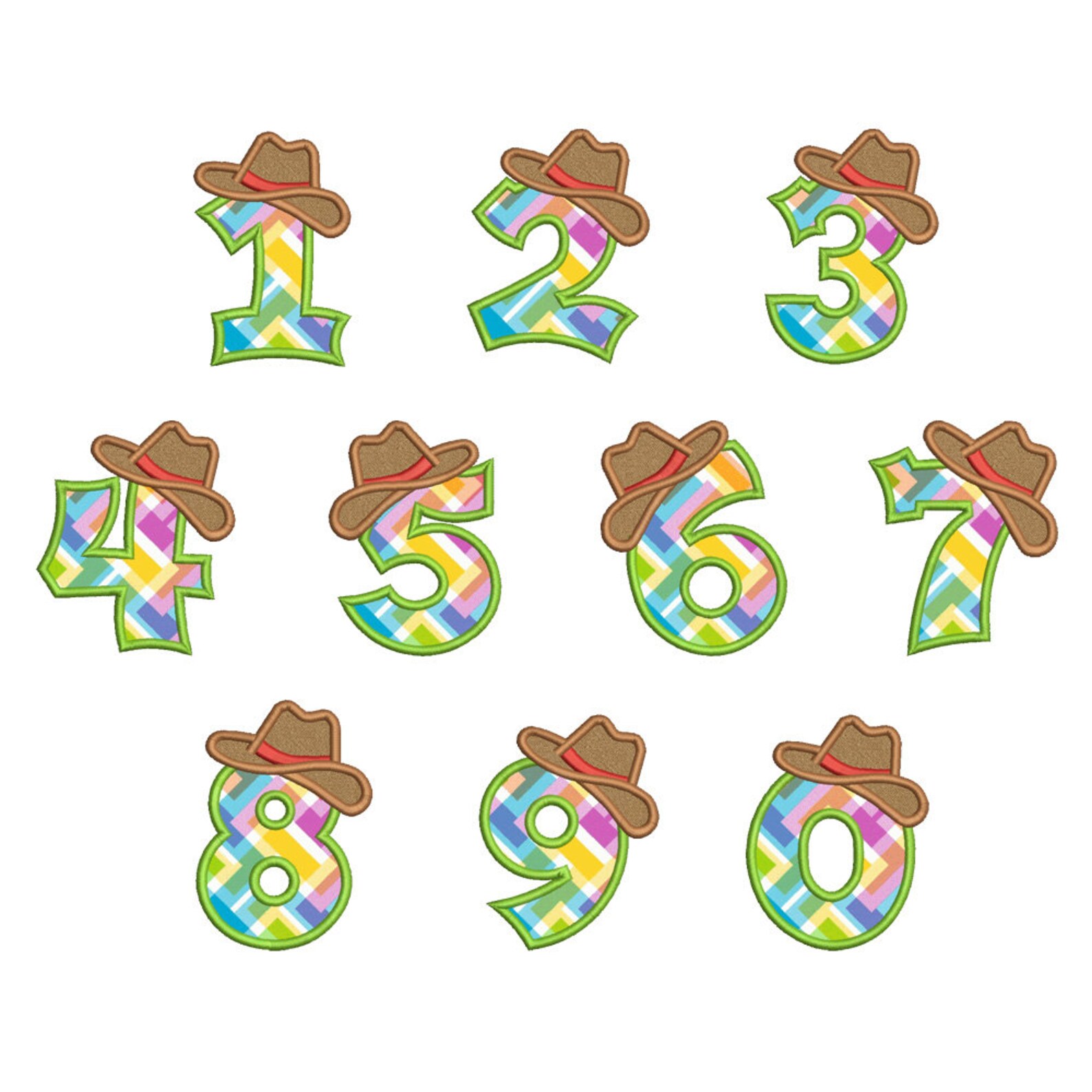 Number Applique Design Set 0-9 Applique 6 Size Cowboy Number - Etsy