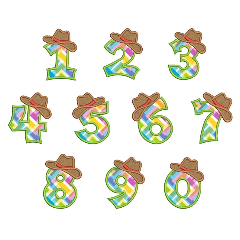 Number Applique Design Set 0-9 Applique 6 Size Cowboy Number - Etsy