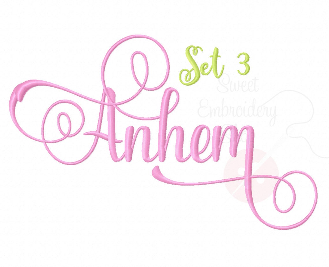 5 Sizes Anthem Font Embroidery Fonts BX Set 3 9 Formats | Etsy