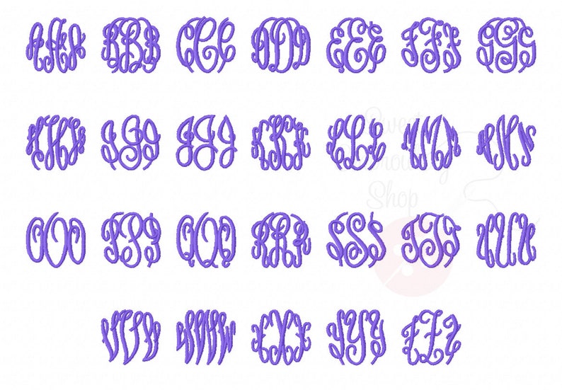 3 Sizes Fancy Monogram Embroidery Fonts BX 9 Formats | Etsy