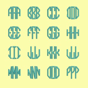 3 Size Octagon Monogram Embroidery Fonts BX 9 Formats Embroidery ...