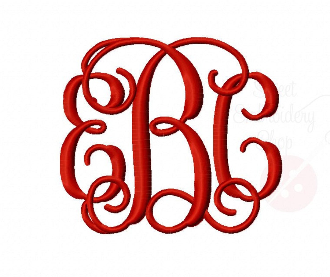 4 Sizes Interlocking Monogram Embroidery Fonts BX 9 Formats Embroidery ...