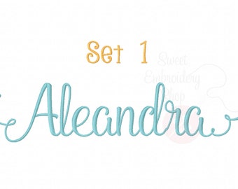 5 Size Aleandra Script Embroidery Font Set 2 Designs, BX Fonts Machine ...