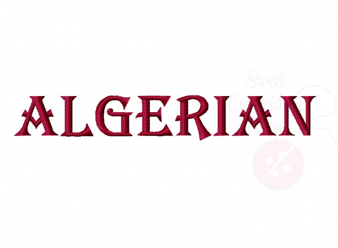 3 Size Algerian Font Embroidery Fonts BX 9 Formats Embroidery Pattern ...