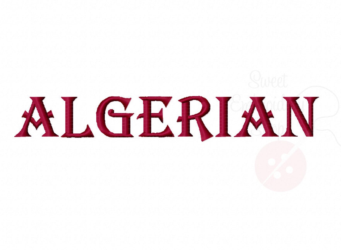3 Size Algerian Font Embroidery Fonts BX 9 Formats Embroidery - Etsy