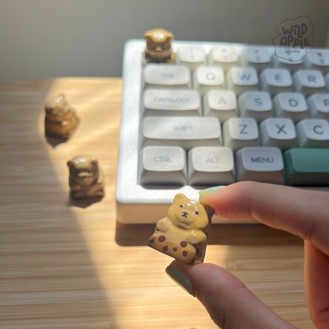 Gummy Bear Artisan Keycap Bubble Tea Edition Cute Keycaps Handmade Bear ...