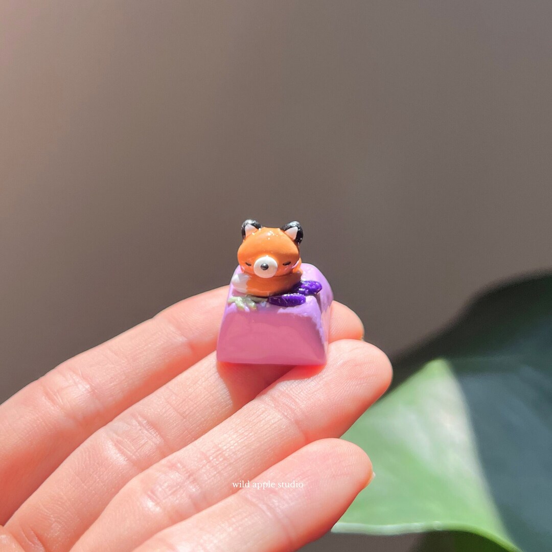 Lilac Fox Artisan Keycap | Fox Keycap | Handmade | Animal Keycaps - Etsy