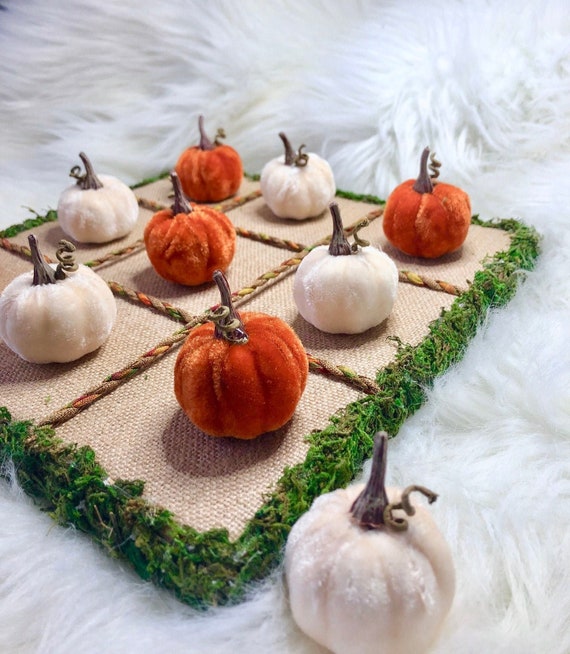 Pumpkin Tic Tac Toe Game Board Color Orange Etsy