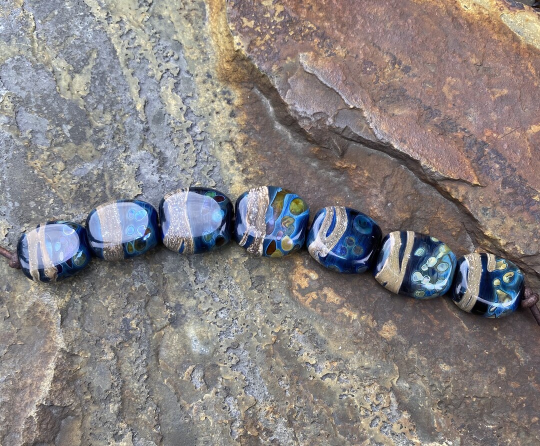 Underwater - 7 Tabular Shaped Lampwork Glass Beads - Etsy