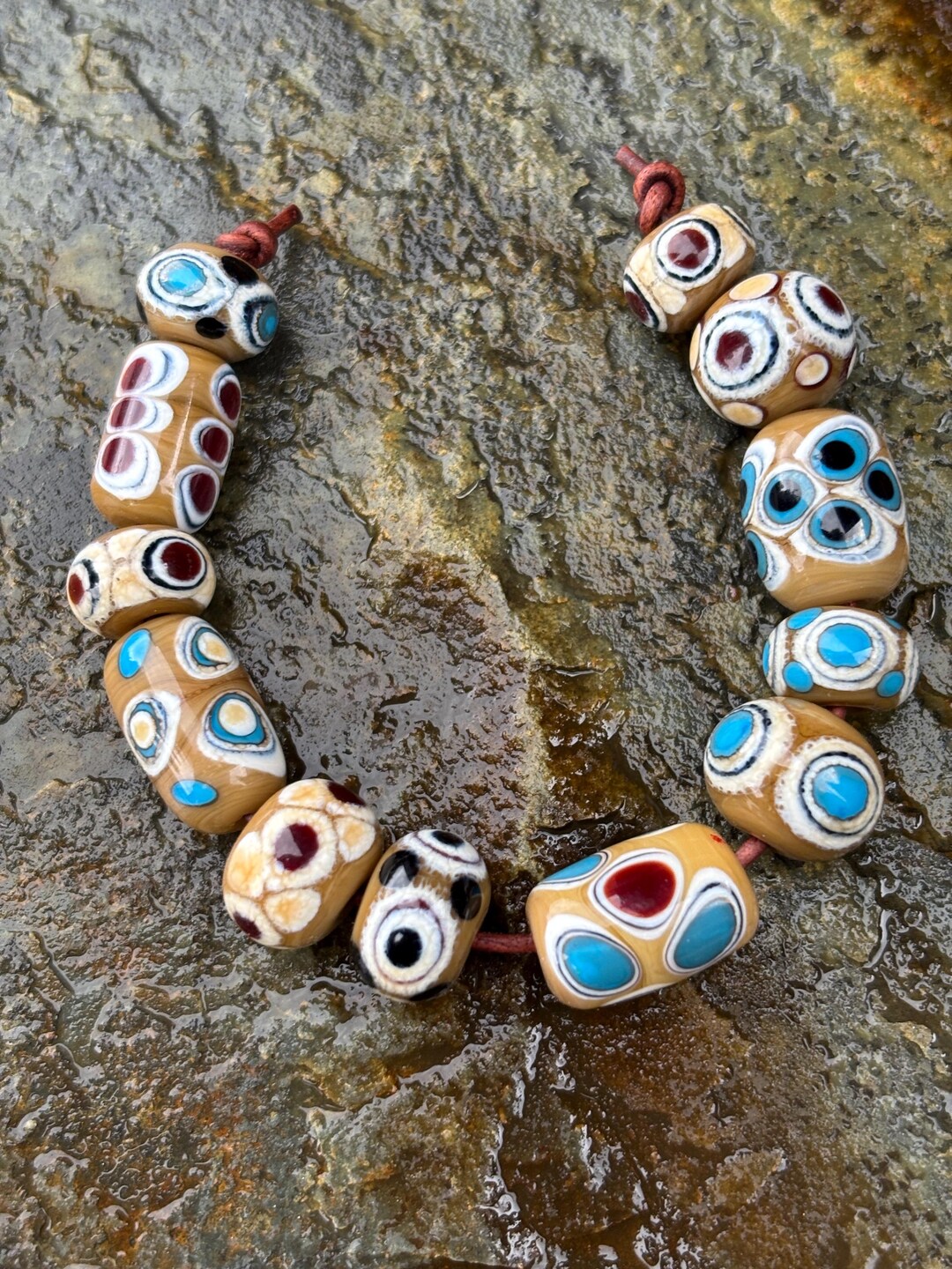 12 Dots on Dots Lampwork Glass Beads - Etsy