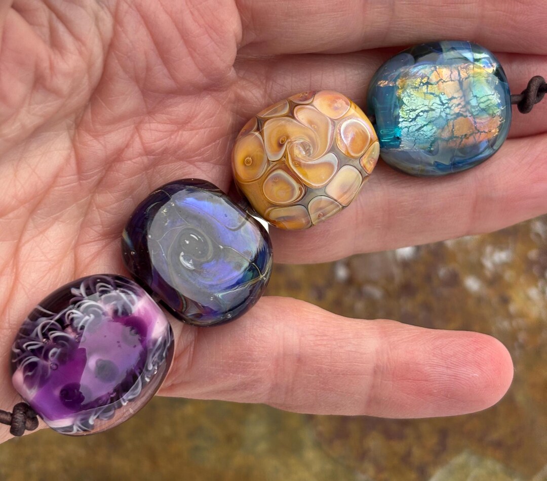 4 Tabular Shaped Focal Beads of Lampwork Glass - Etsy