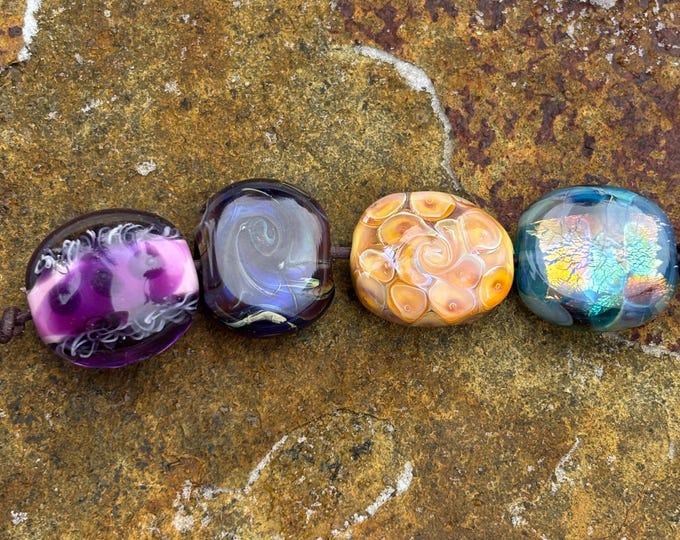 4 Tabular Shaped Focal Beads of Lampwork Glass - Etsy