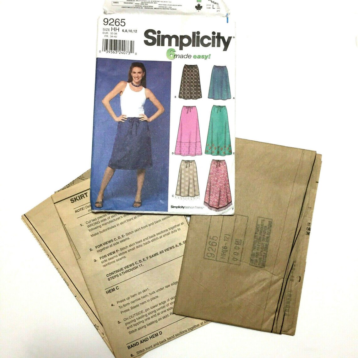 Simplicity 9265 Made Easy Skirt Sewing Pattern Cut 2000 Size - Etsy