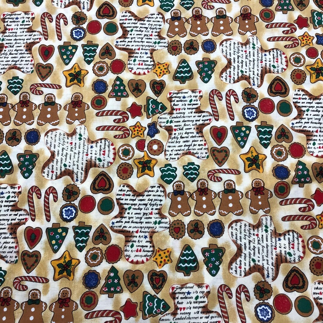 Christmas Gingerbread Men Cotton Fabric: Holiday Cookie Toss Print - Etsy