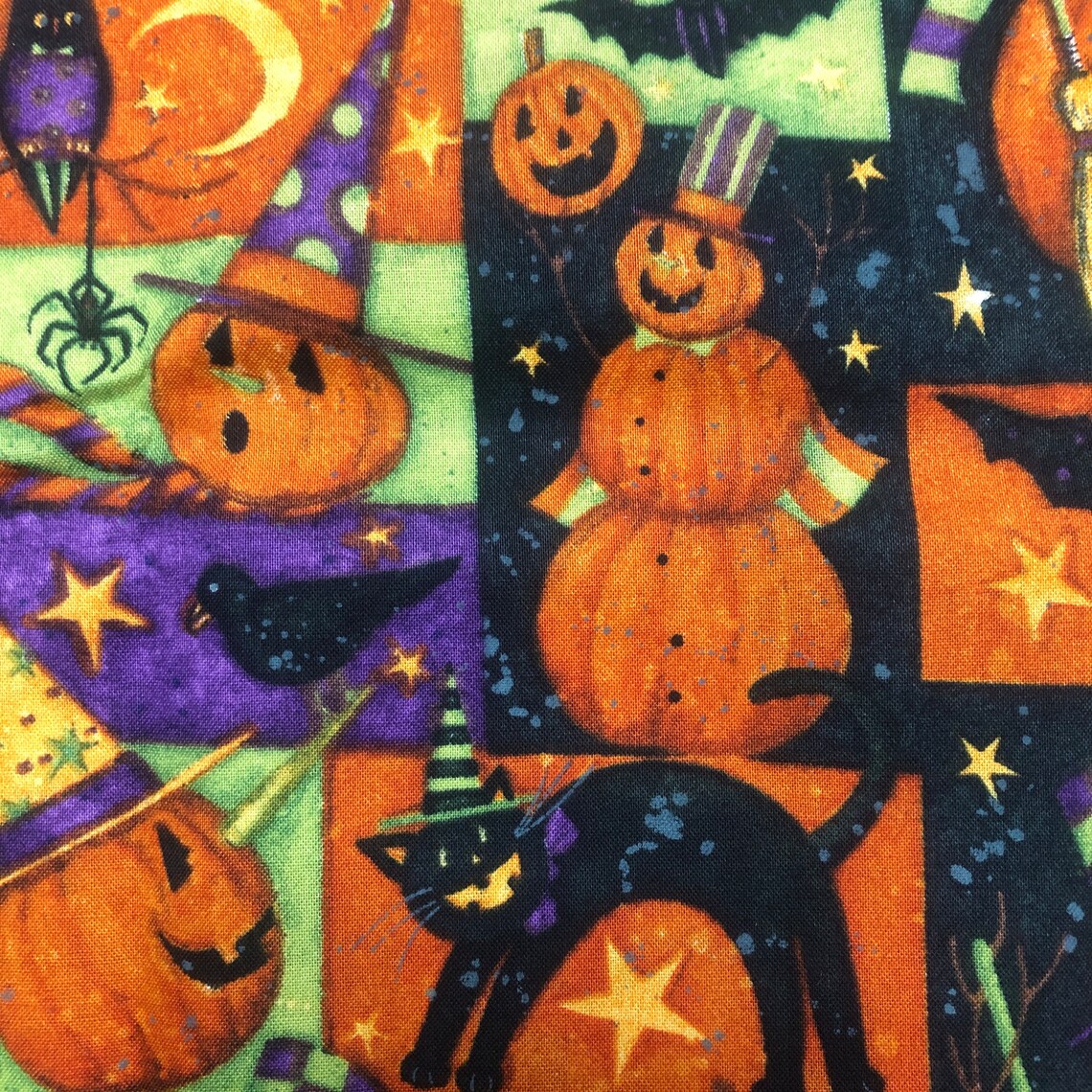Susan Winget Pumpkin Patch Halloween Cotton Fabric Springs CP39394 Cats ...