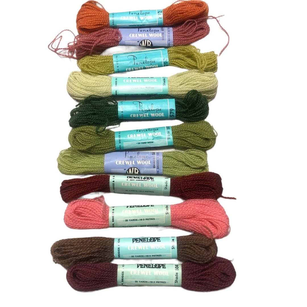 Vintage Penelope Crewel Wool Yarn Various Colors Lot of 11 Briggs & Co ...
