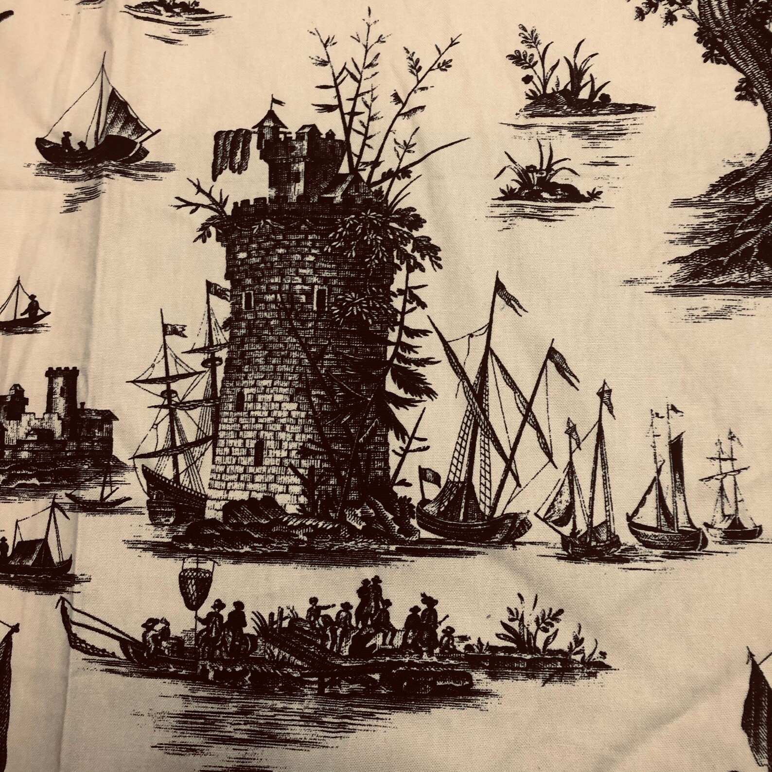 Nautical Toile 1800's Sailing Ships Cotton Home Decor - Etsy