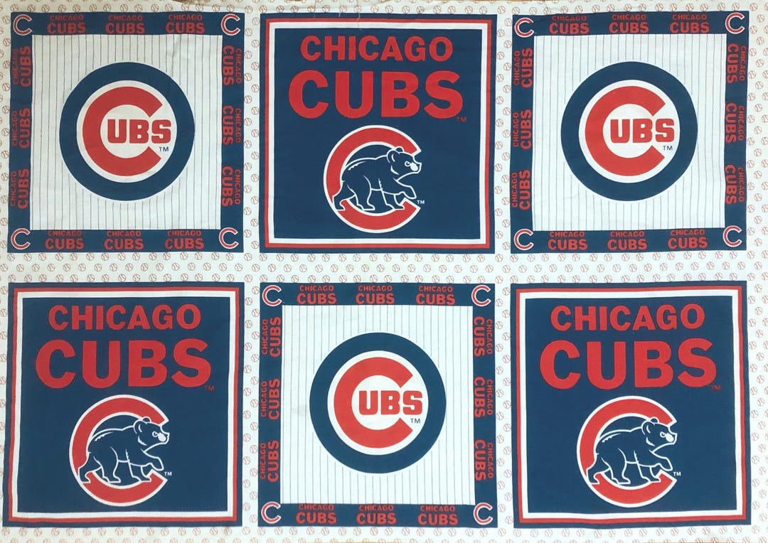 Chicago Cubs Cubbies MLB Cotton Quilt Blocks: Cheater Quilt Fabric ...