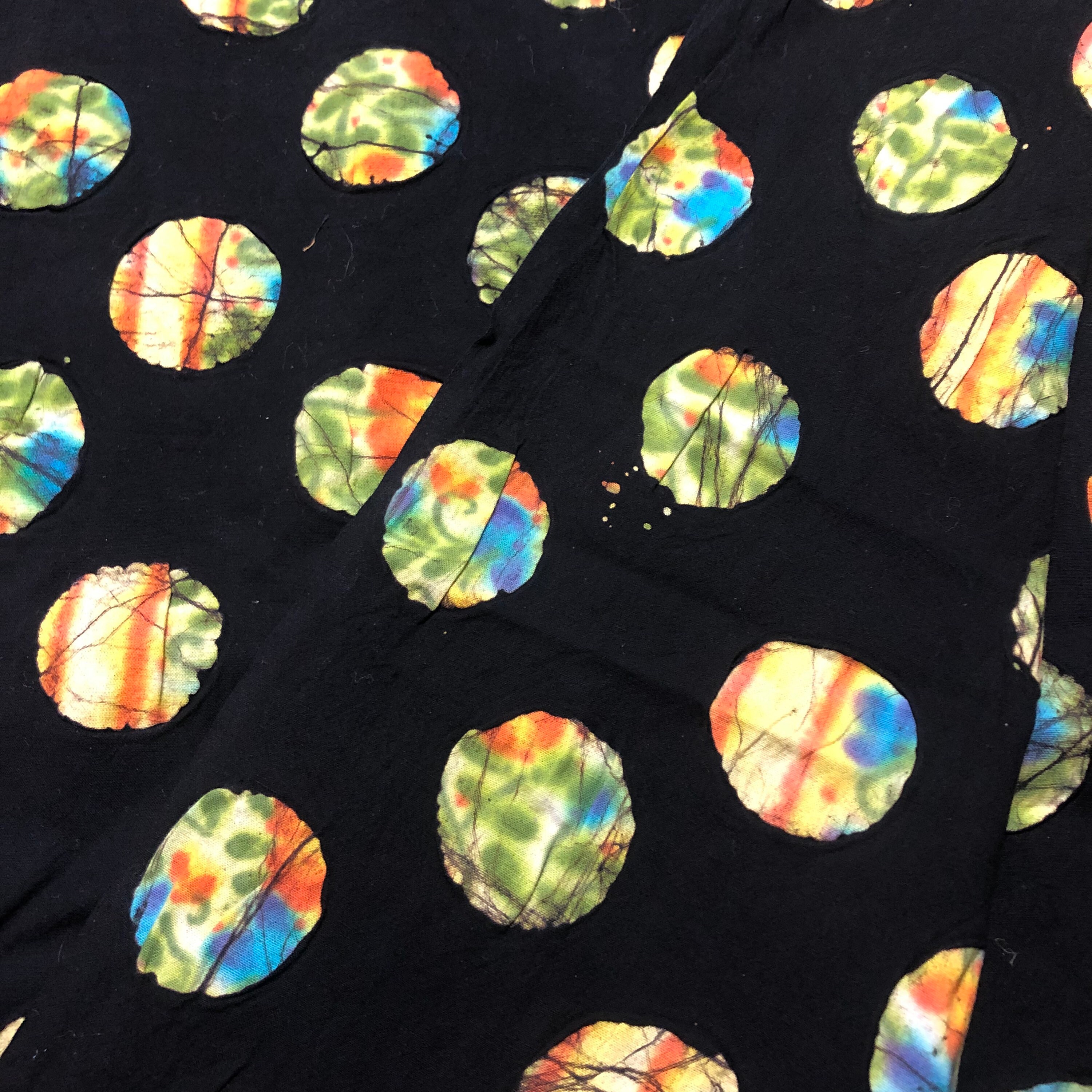 Multi-color Batik Polka Dots on Black Cotton Fabric QSQ BTHY - Etsy