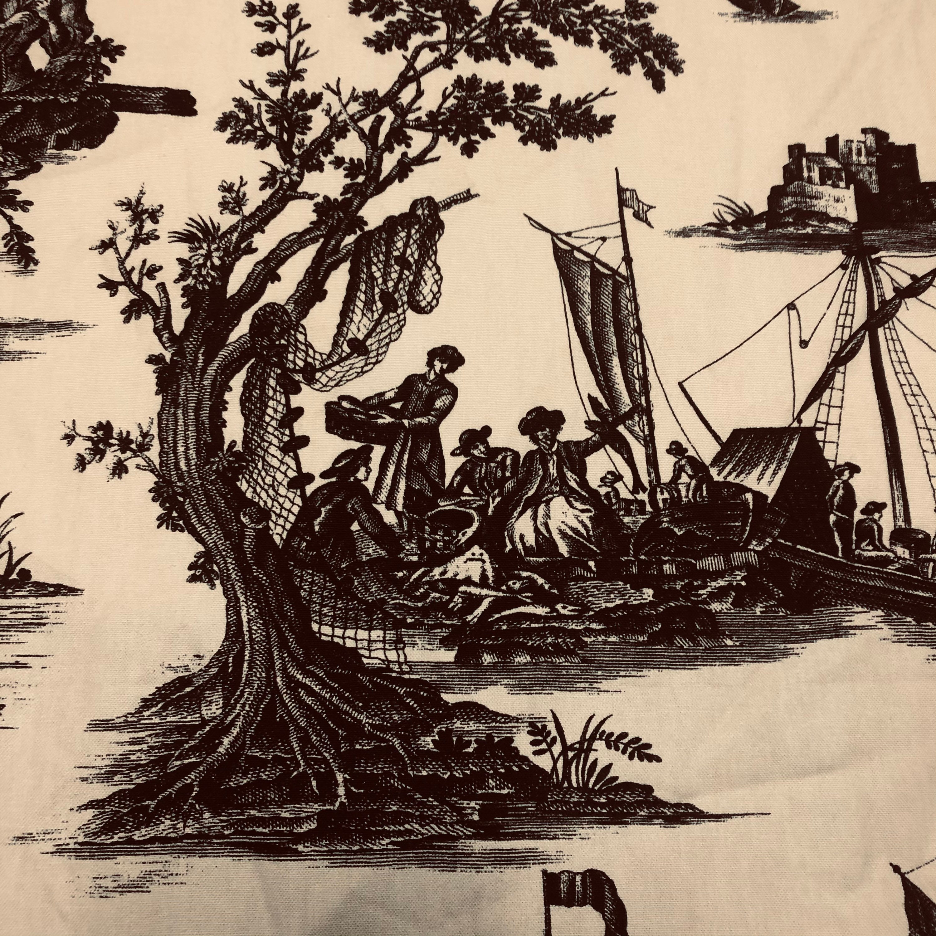 Nautical Toile 1800's Sailing Ships Cotton Home Decor - Etsy