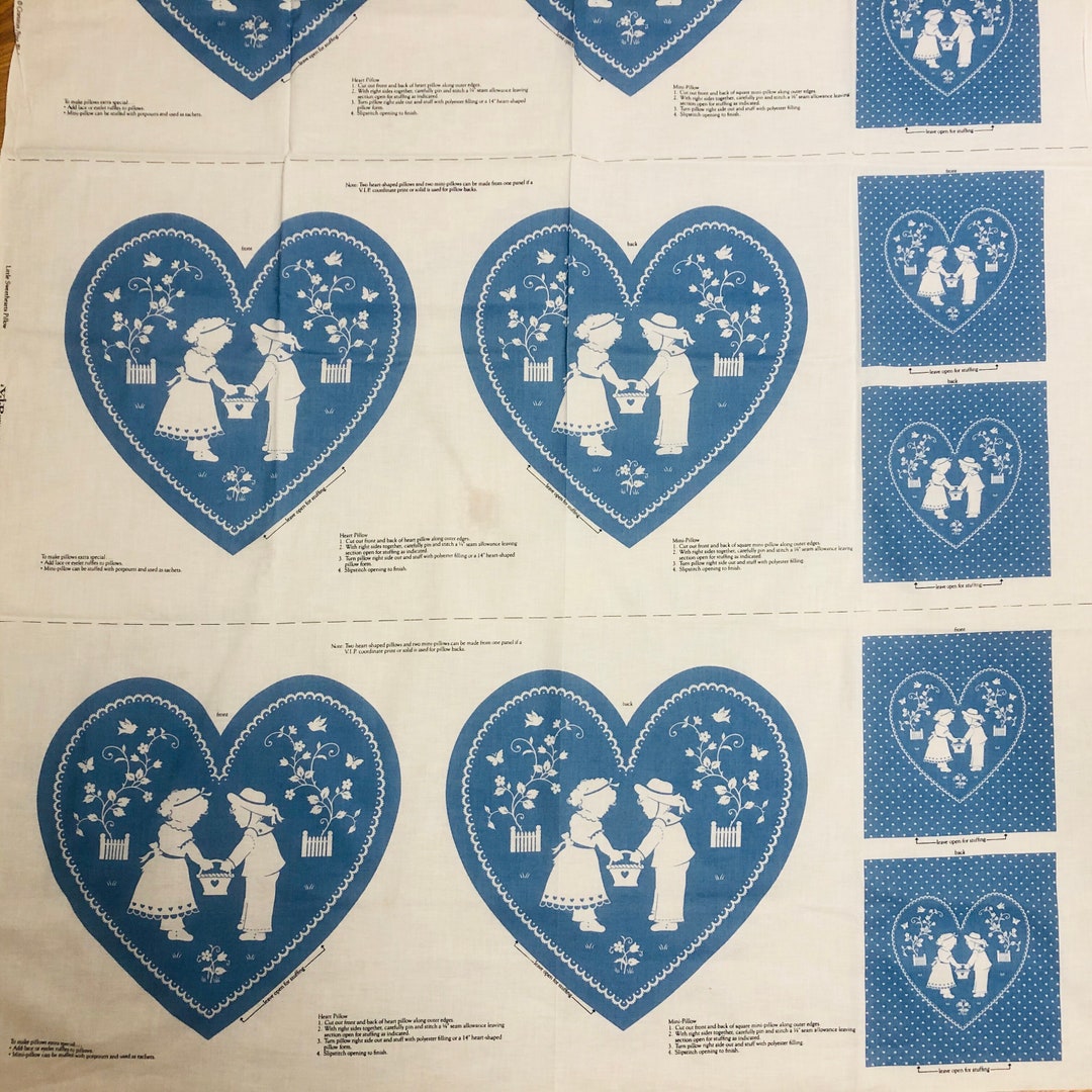 Little Sweethearts Cut and Sew Pillow Panel Blue Boy Girl Silhouette ...