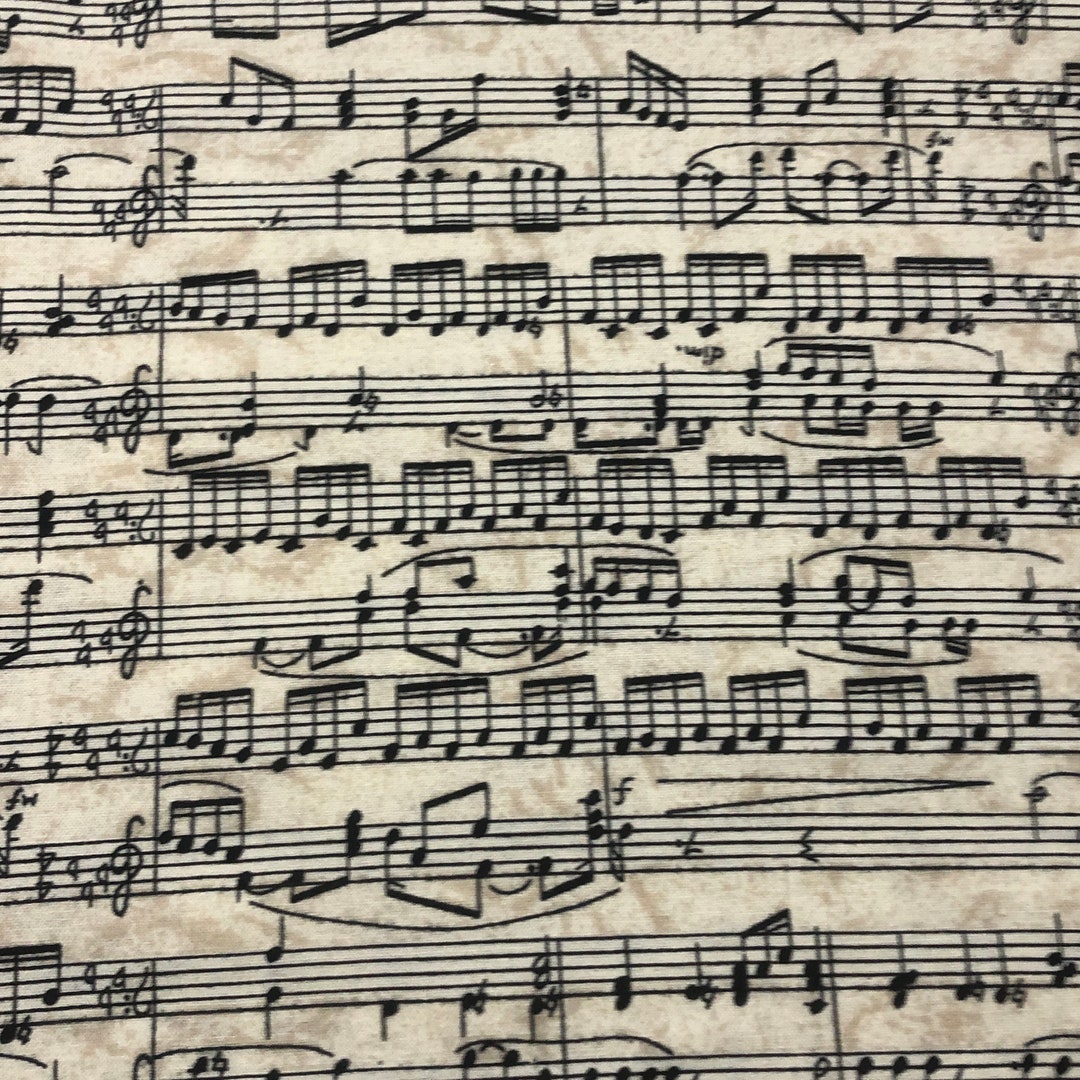Fabric Traditions Sheet Music Cotton Fabric Black on Beige Retired ...