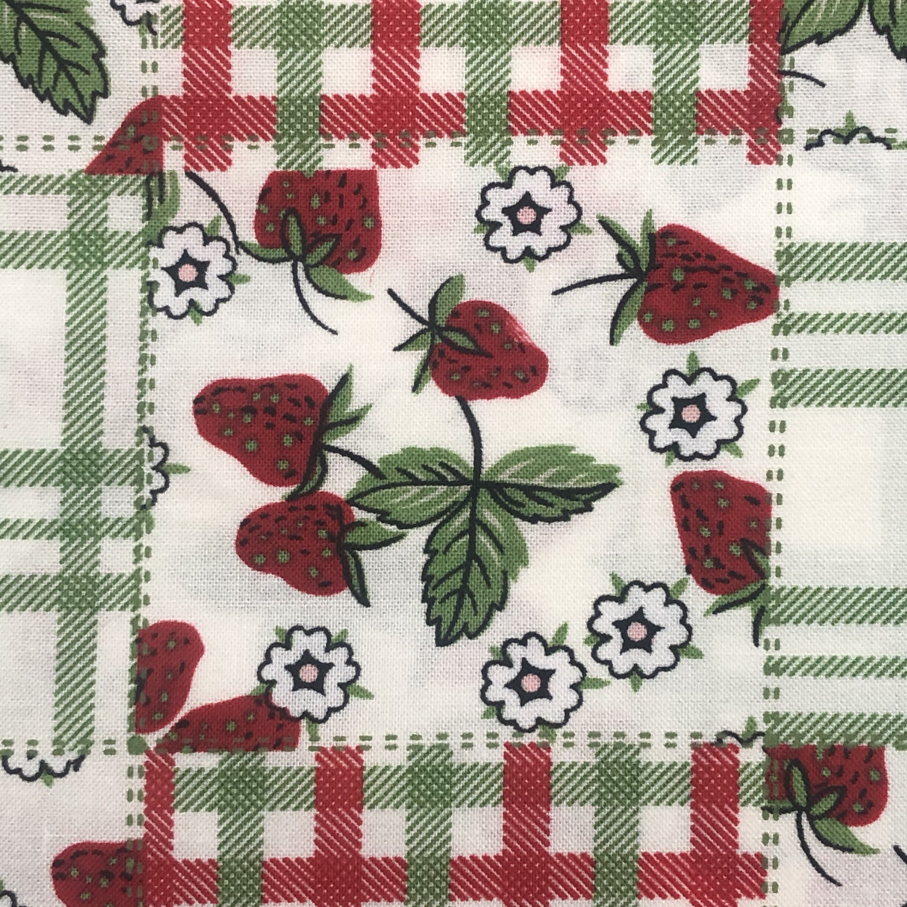 Strawberries & Plaid Patchwork Cotton Fabric Designed by - Etsy