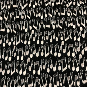Musical Notes Cotton Fabric Black Gray White 44 X 36 Jammin Retired - Etsy