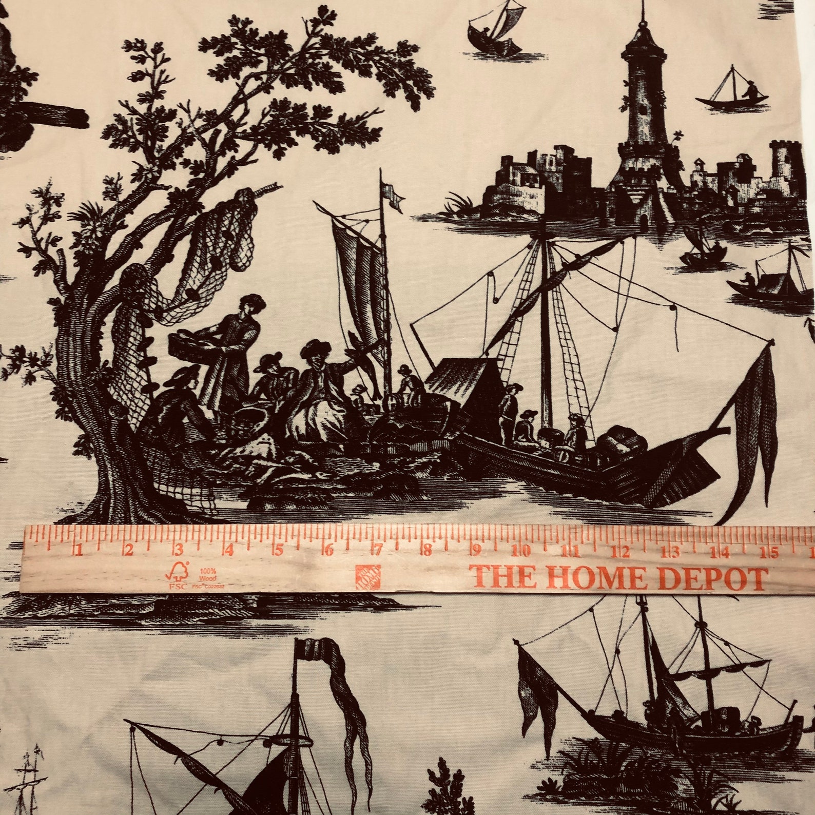 Nautical Toile 1800's Sailing Ships Cotton Home Decor - Etsy