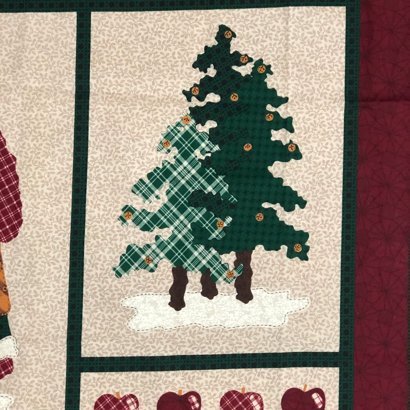 Northwood Noel Christmas Fabric Panel, Santa, Trees, Cabin Appliques - Etsy