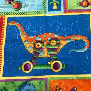 Dinos on Parade Blocks Cotton Fabric Jill Webster Clothworks 23" X 44 ...