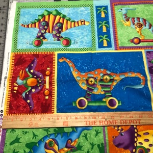 Dinos on Parade Blocks Cotton Fabric Jill Webster Clothworks 23" X 44 ...