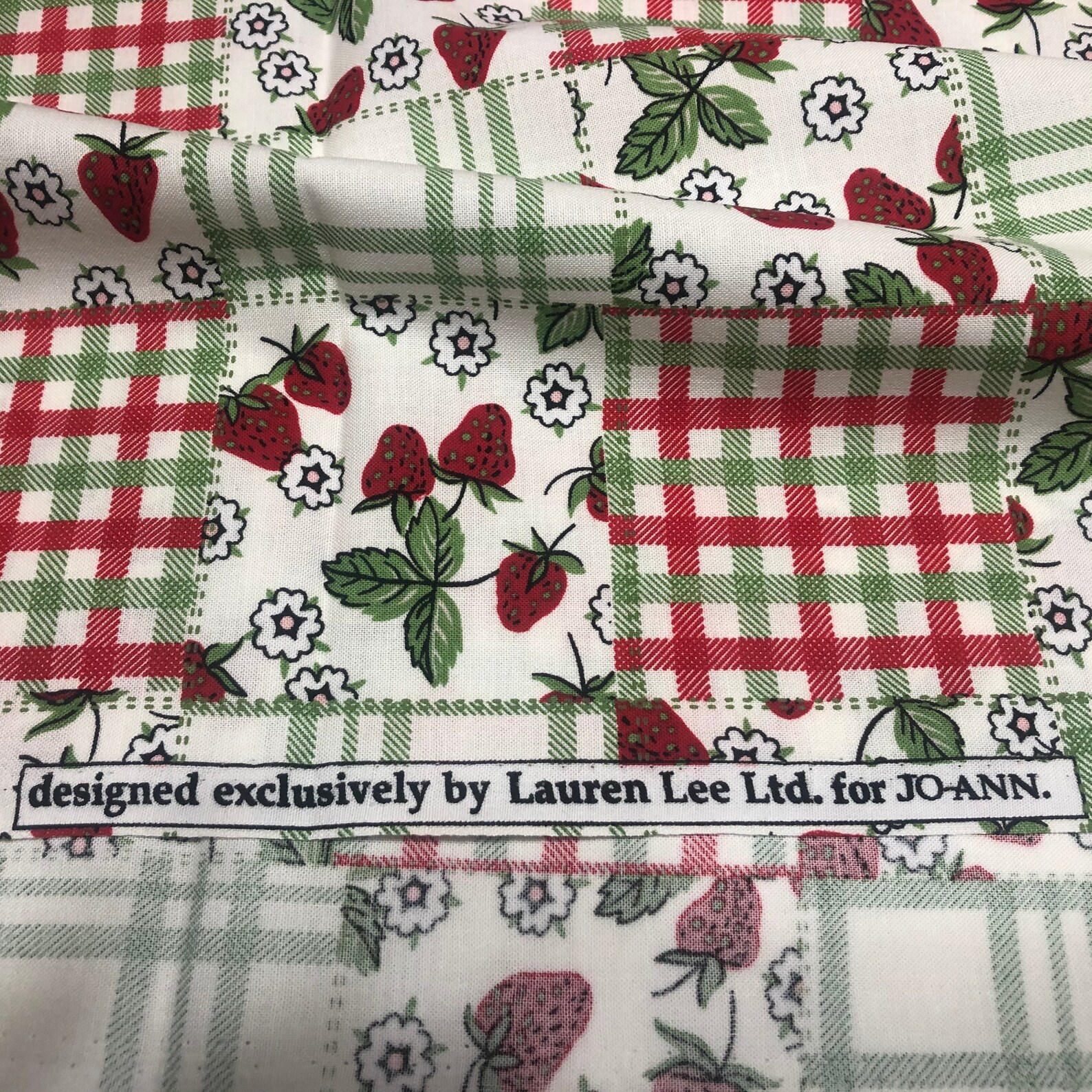 Strawberries & Plaid Patchwork Cotton Fabric Designed by - Etsy