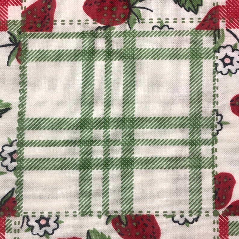 Strawberries & Plaid Patchwork Cotton Fabric Designed by - Etsy