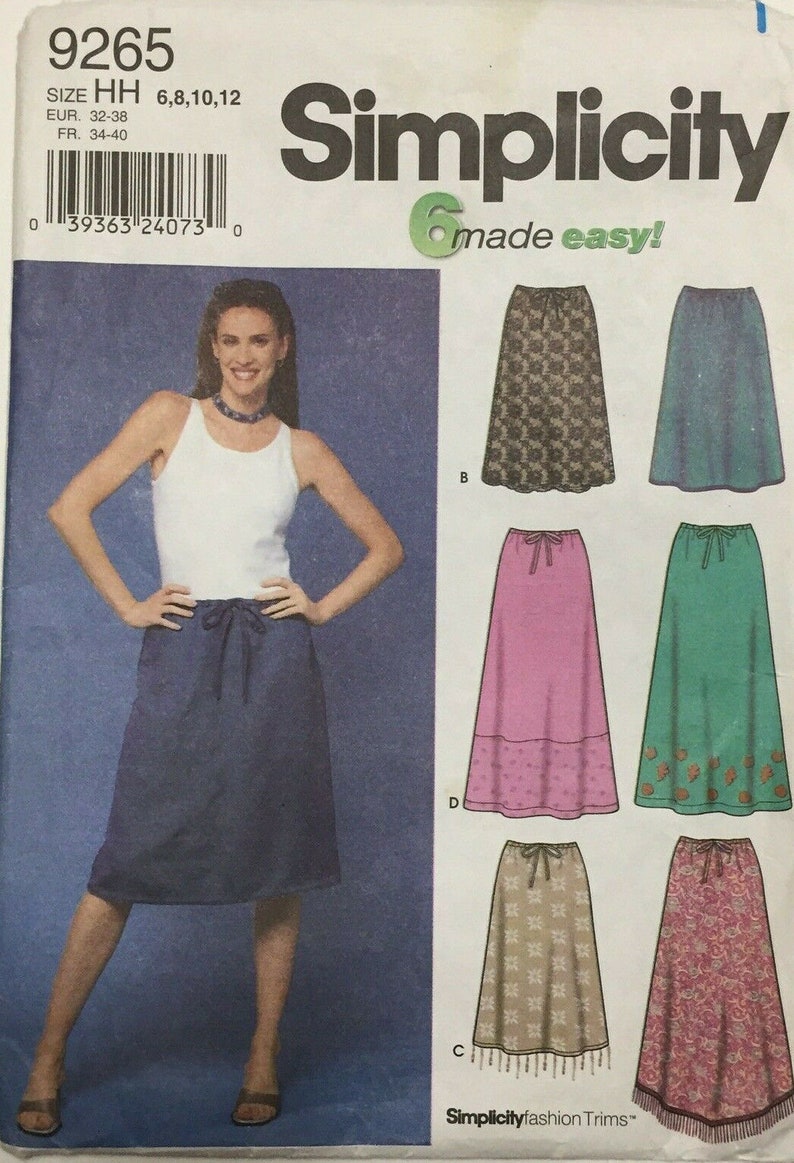 Simplicity 9265 Made Easy Skirt Sewing Pattern Cut 2000 Size - Etsy