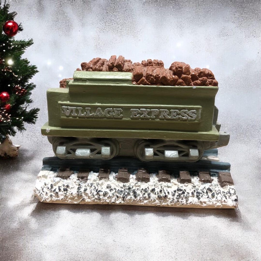 Hand Painted Ceramic Village Express Train Car With Logs - Etsy