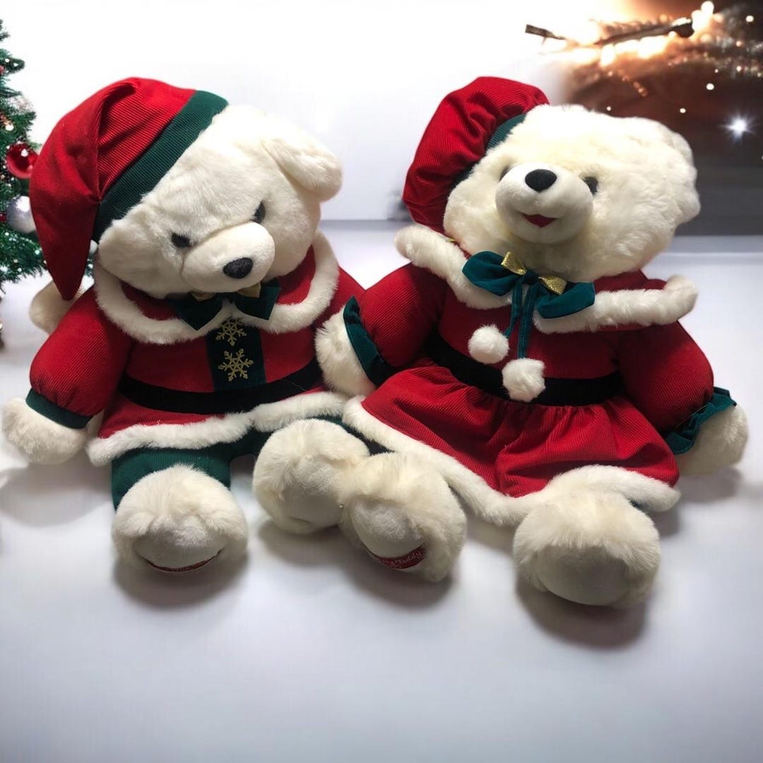 Vintage 1995 Dan Dee Teddy Snowflake Boy and Girl Christmas Plush in ...