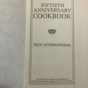 Pilot International Fiftieth Anniversary Cookbook Hardcover Gilt ...