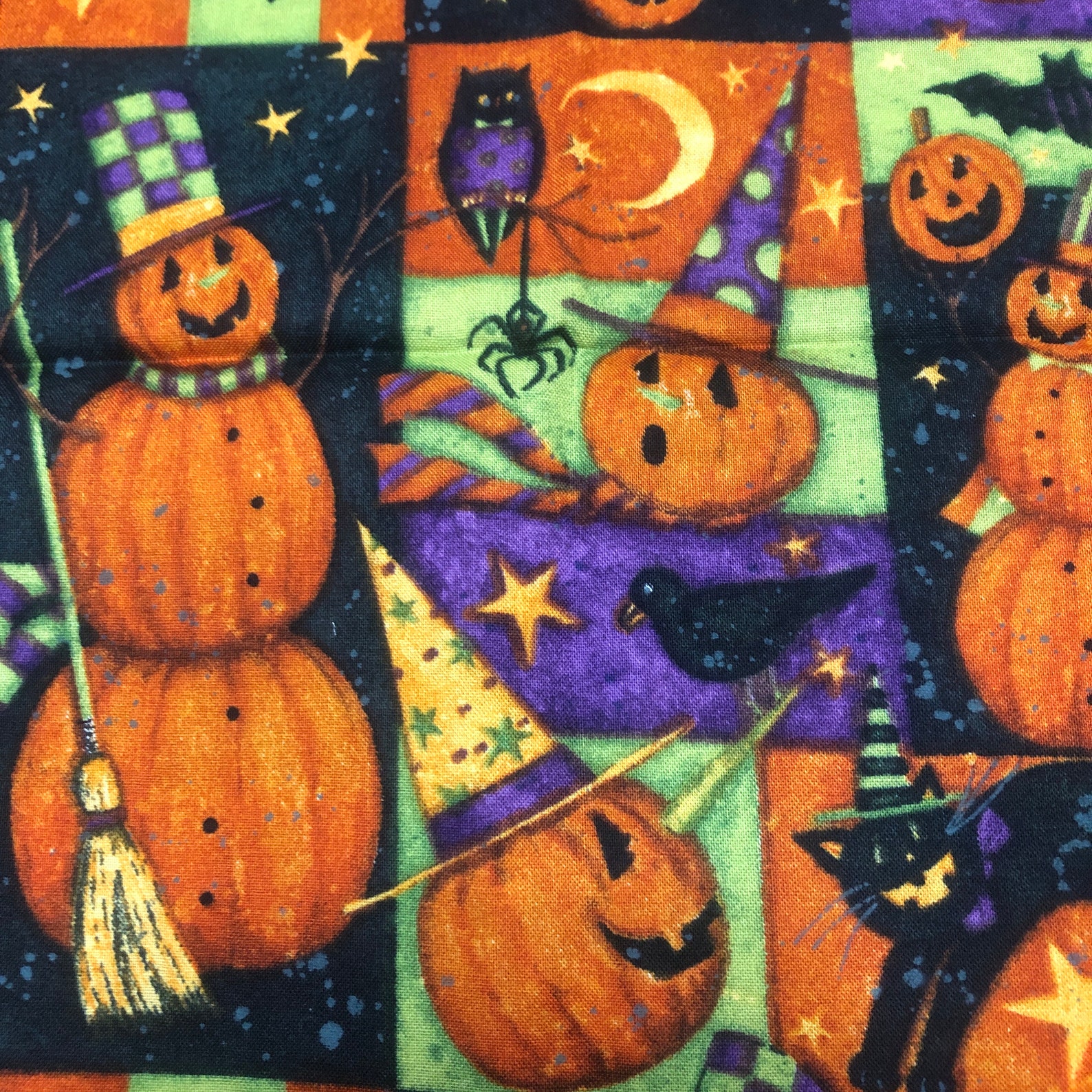 Susan Winget Pumpkin Patch Halloween Cotton Fabric Springs CP39394 Cats ...