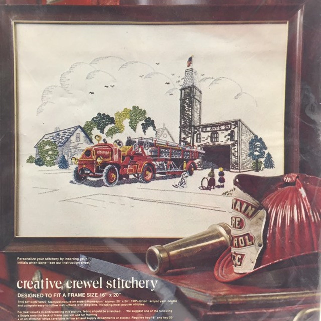 Paragon Creative Crewel Stitchery Kit Fire Engine No. 7 - Etsy