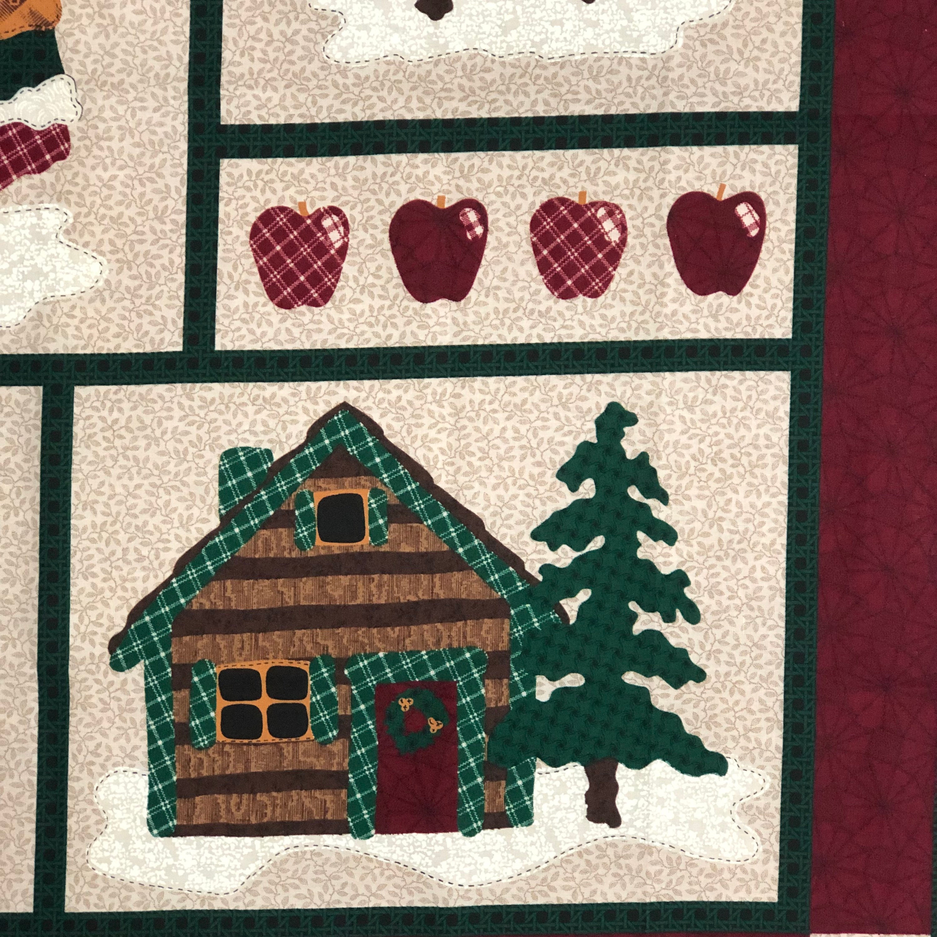 Northwood Noel Christmas Fabric Panel, Santa, Trees, Cabin Appliques - Etsy